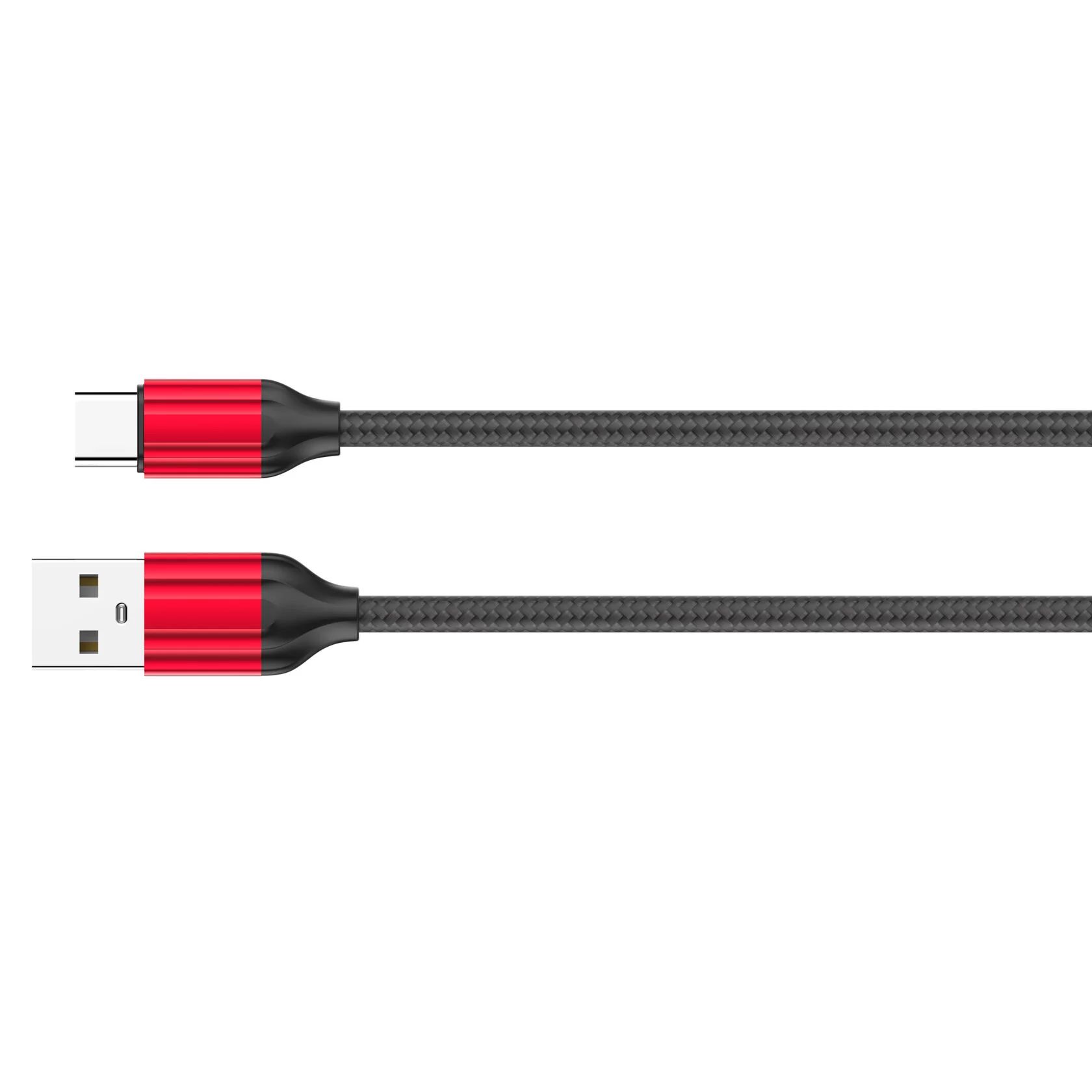 LDNIO LS431/ USB кабель Type-C/ 1m/ 2.4A/ медь: 86 жил/ Нейлоновая оплетка/ Red