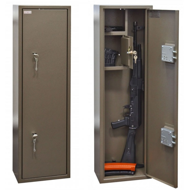 Оружейный сейф шкаф Контур Д-5 на 2 ружья. Высота ружья 980мм. 30х20х100мм. Ключевой.