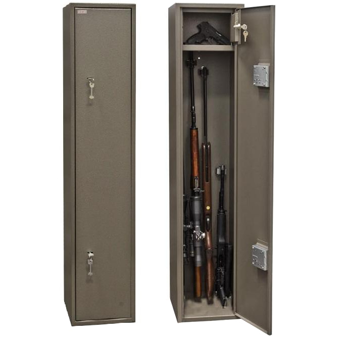 Оружейный сейф шкаф Контур Д-8 на 3 ружья. Высота ружья 1380мм. 30х30х140мм. Ключевой.