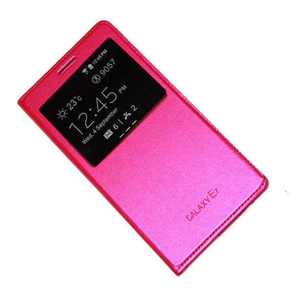 Чехол Samsung SM-E700H (Galaxy E7) флип боковой с окошком <розовый>