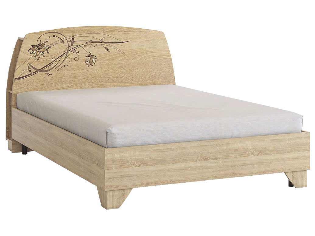 Двуспальная кровать МебельСон Виктория Дуб Сонома 140х200 см