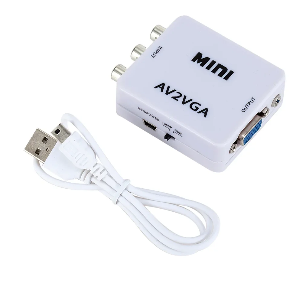 Конвертер переходник из AV в VGA (AV2VGA) / белый