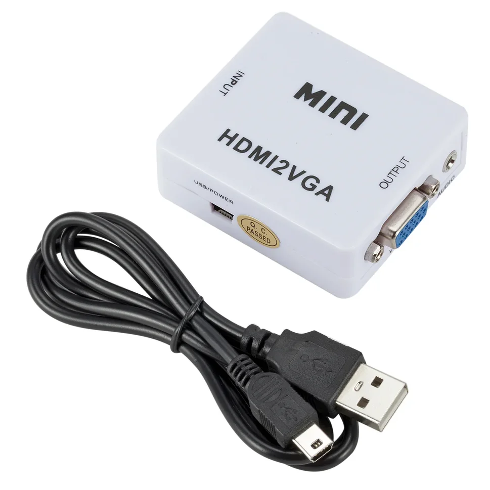 Конвертер переходник из HDMI в VGA (HDMI2VGA) / белый