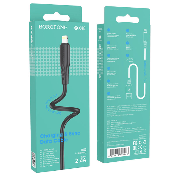 Кабель Borofone USB Lightning BX48 1M 2.4A черный