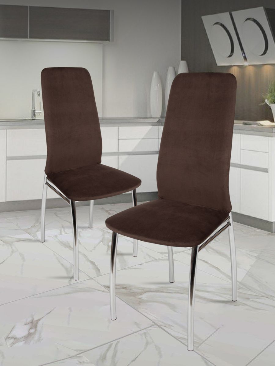 Кухонные стулья мягкие со спинкой Мебель Хром 2 шт шоколадный