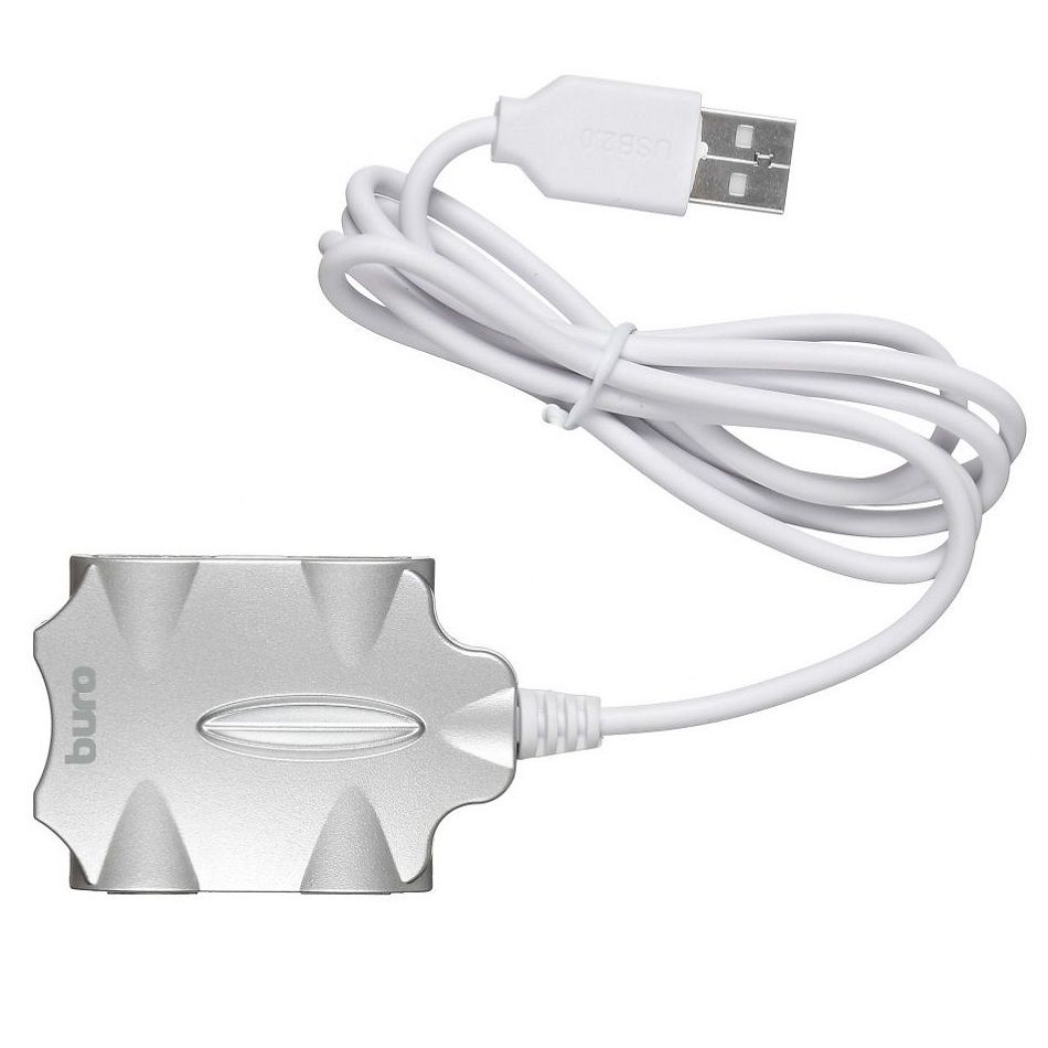 Разветвитель USB 2.0 Buro BU-HUB4-0.5-U2.0-Candy 4порт. серебристый