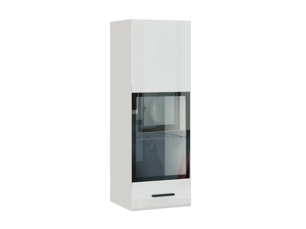 Шкаф навесной модульный НК-Мебель Gloss 2, Белый глянец, стекло 38х110х35,6