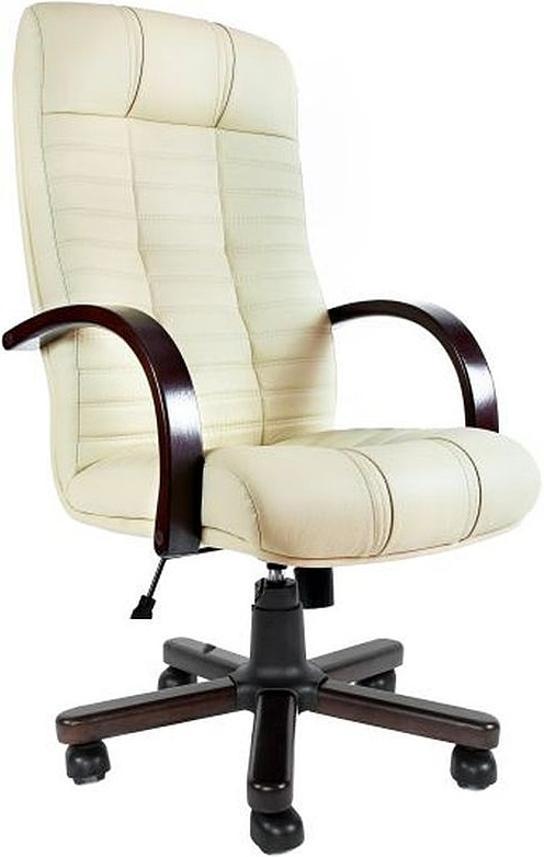 Кресло офисное Евростиль Атлант Экстра M-PP (орех) кожа бежевый