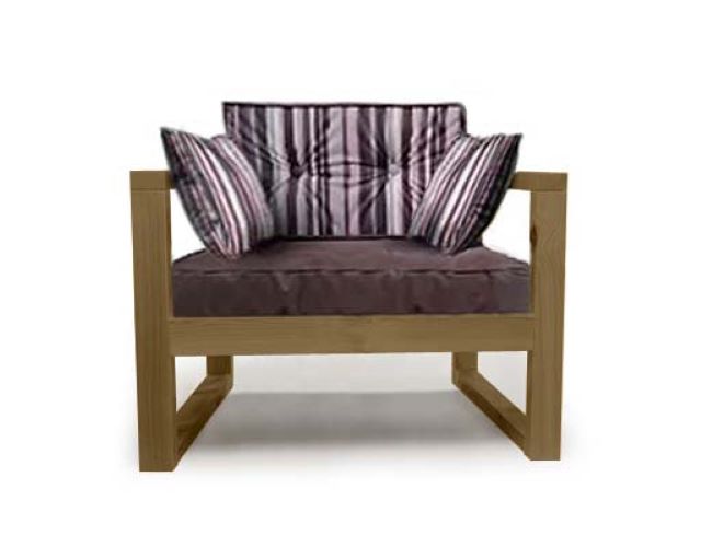 Диван-кресло одноместный DEmoku Оксфорд Д-1 ОПК-С, полоса + коричневый/холодный серый