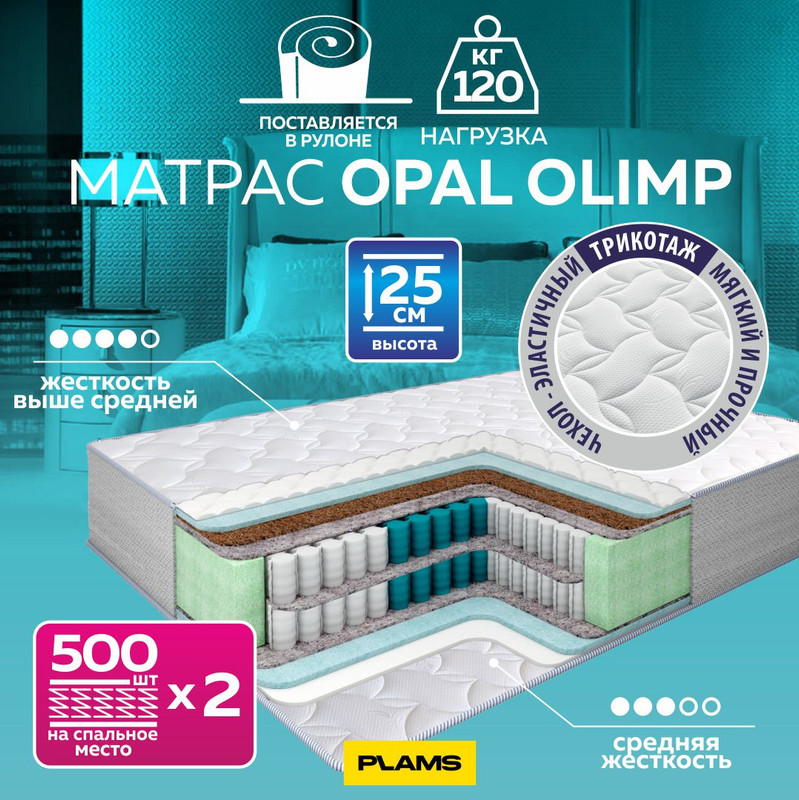 Матрас пружинный Plams OPAL OLIMP 80х200