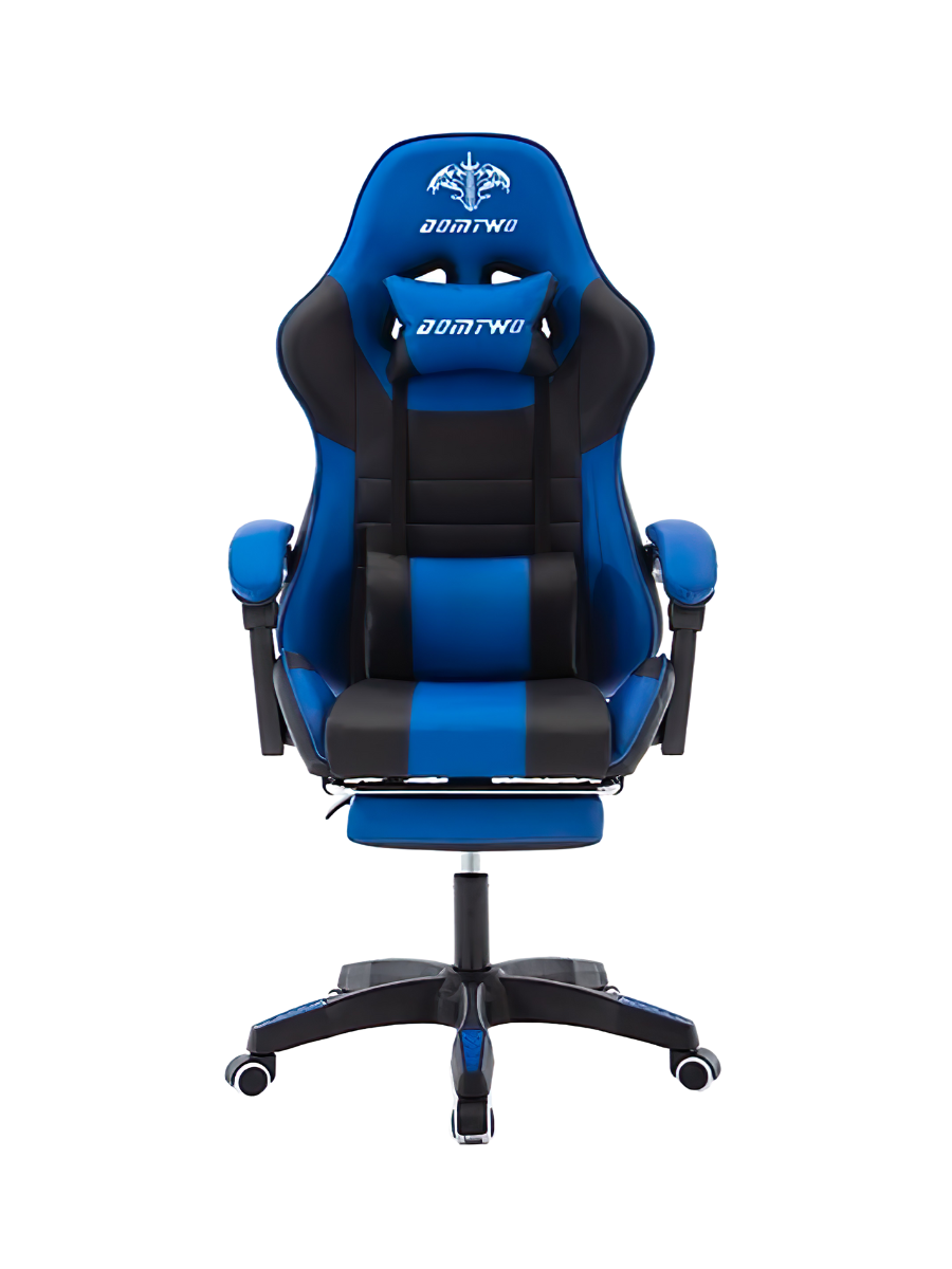 Кресло компьютерное Mega Мебель 205F эко-кожа Синее с подножкой и вибромассажем