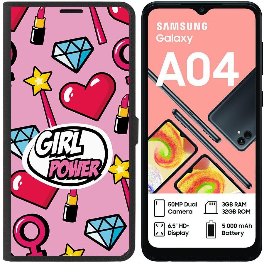 Чехол-книжка Eco для Samsung Galaxy A04 (A045) Girl Power (черный)