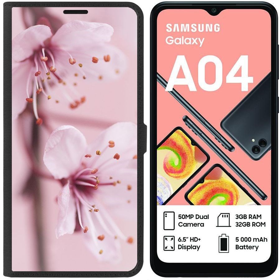 Чехол-книжка Eco для Samsung Galaxy A04 (A045) Весна (черный)