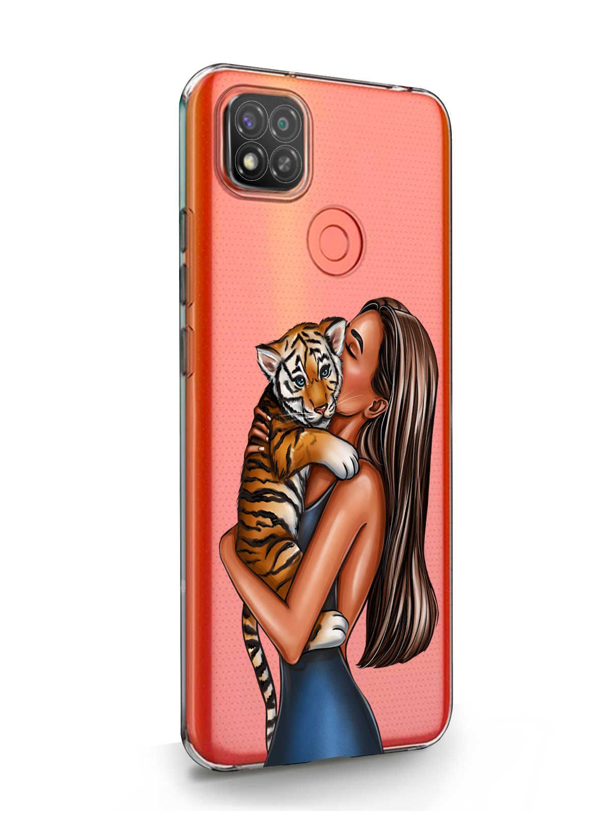Чехол MustHaveCase для Xiaomi Redmi 9C Девушка с тигренком прозрачный