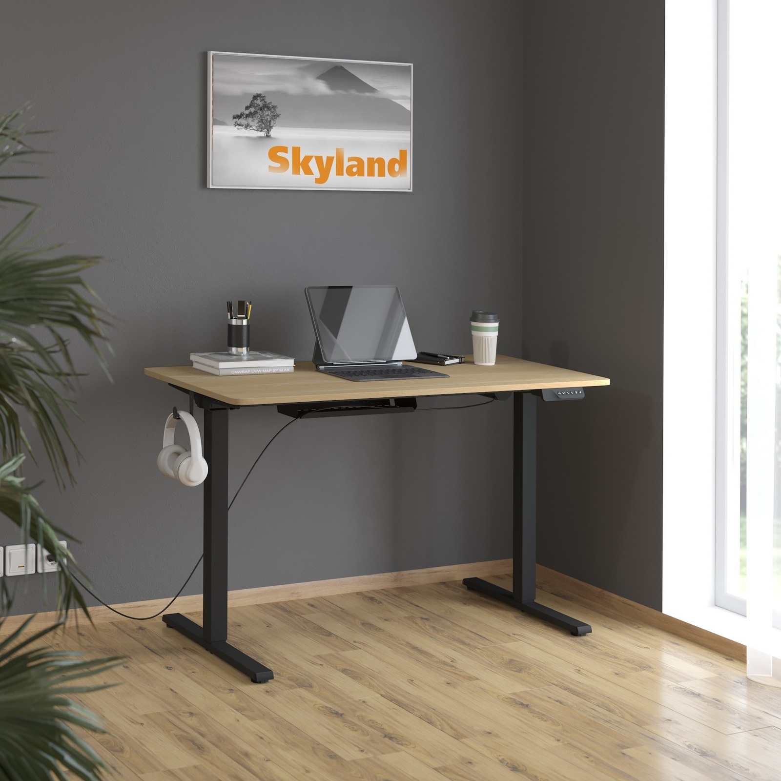 Компьютерный стол Skyland XTEN-UP AT-002, дуб светлый/черный