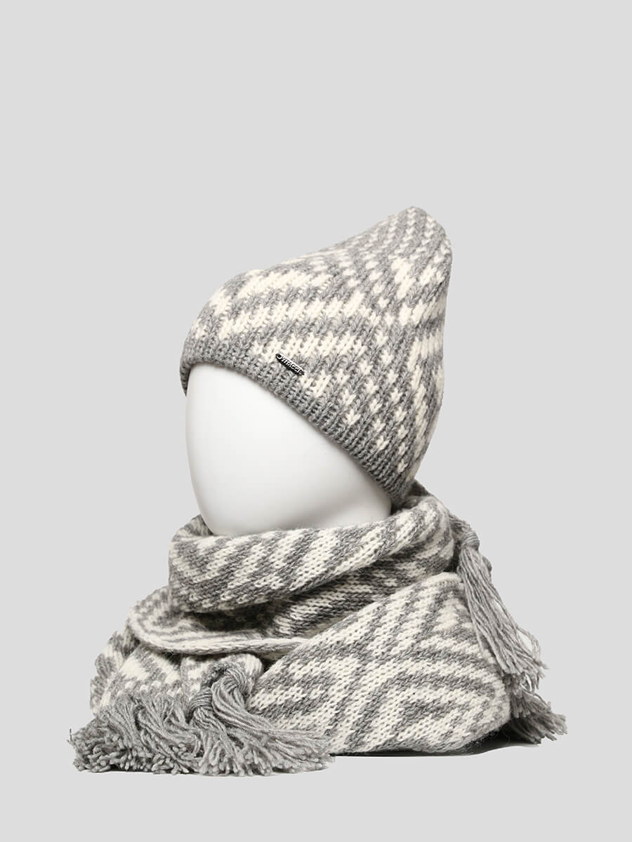 Комплект шапка и шарф женский Vitacci MT0006-07-K серый