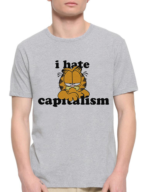 Футболка мужская DreamShirts Studio Я ненавижу капитализм - Кот Гарфилд 2 серая S