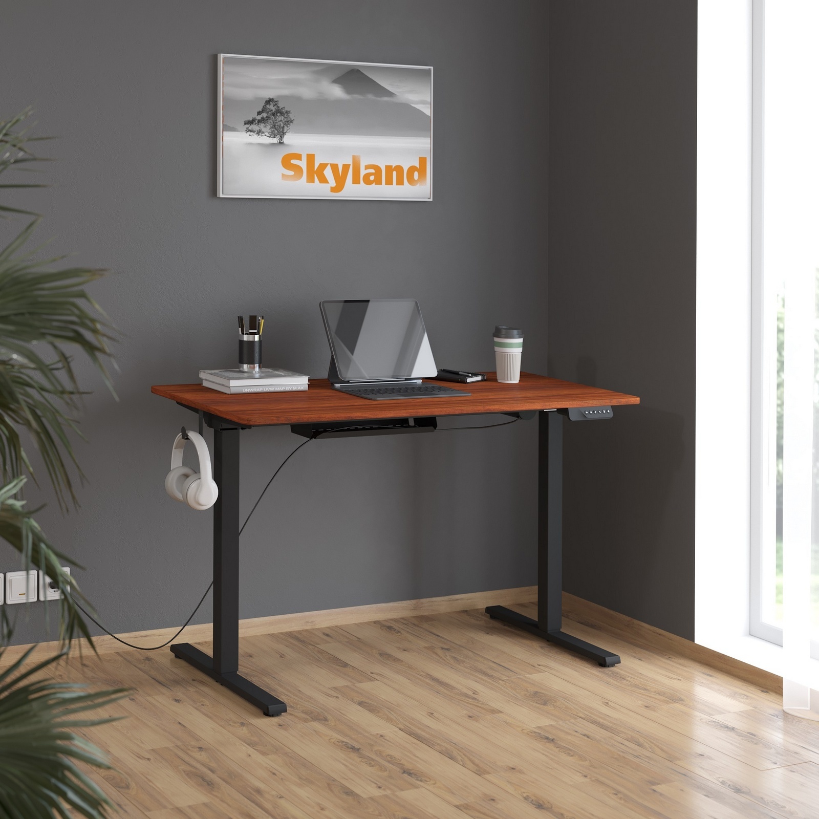 Компьютерный стол Skyland XTEN-UP AT-002, дуб темный/черный 120х60х73/121 см