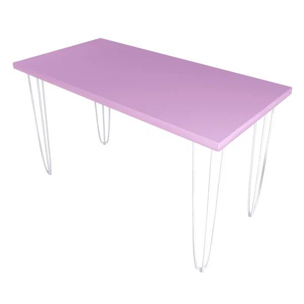 Стол кухонный Solarius Loft металл-дерево 130х70х75, розовый с белыми ножками-шпильками