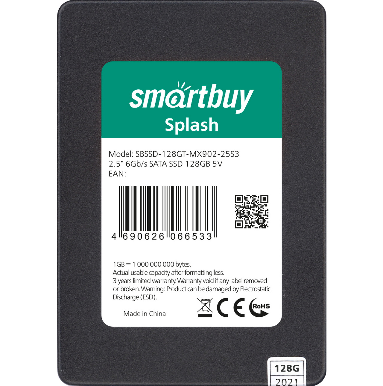 SSD накопитель SmartBuy Splash mk1 2.5" 128 ГБ (SBSSD-128GT-MX902-25S3)