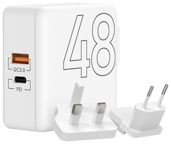 Сетевое зарядное устройство Lyambda LT48-WT, 1 USB/1 USB Type-C, 3 A, white