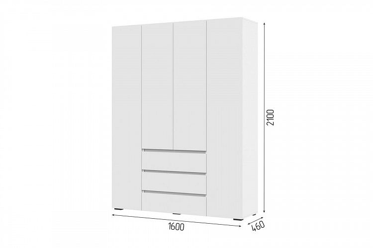 Шкаф распашной Стендмебель Хелен ШК05, 160х46х210, белый