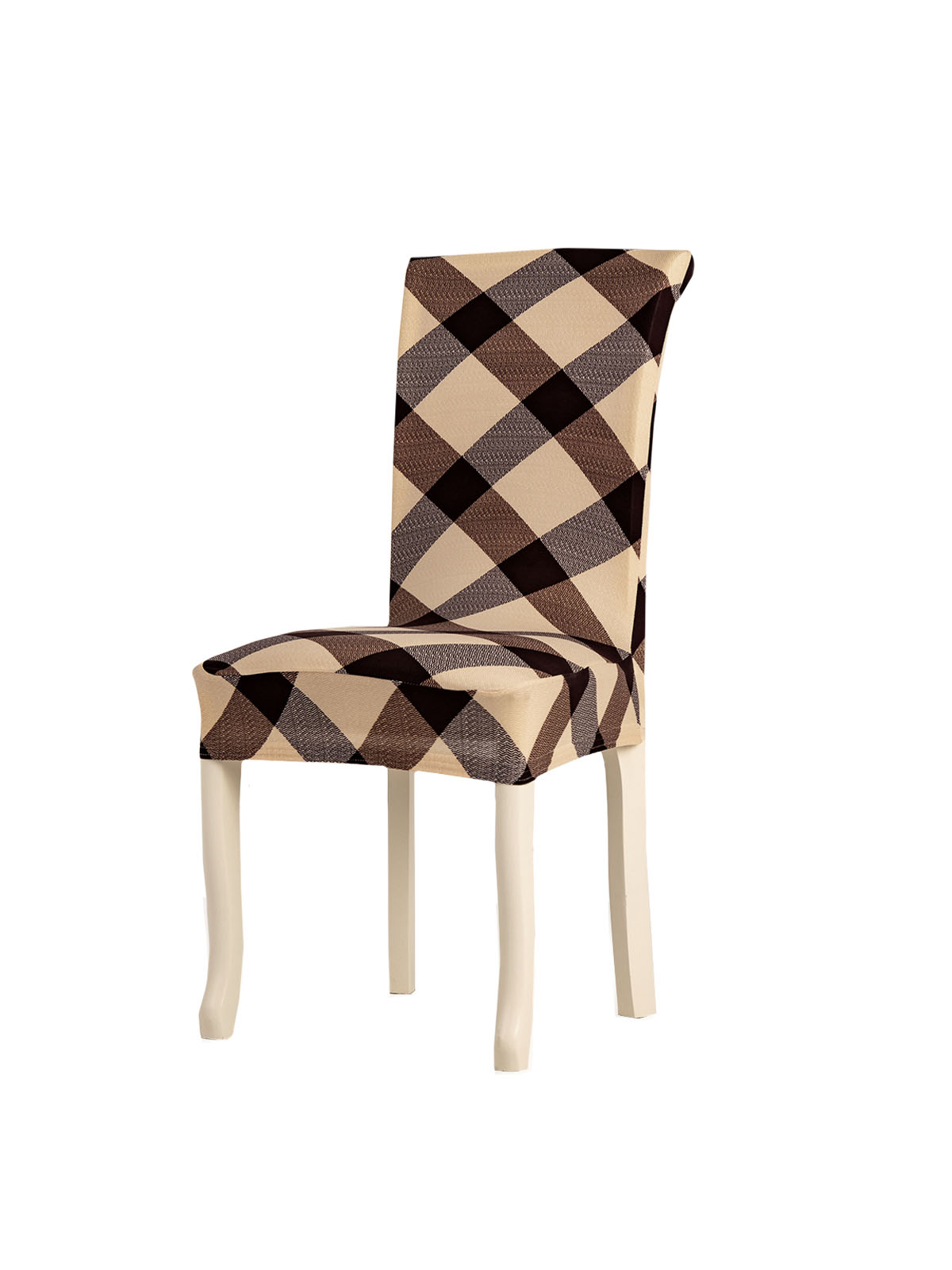 Чехол LuxAlto для стула со спинкой Jersey Клетка, универсальный на резинке, 1шт, 10399