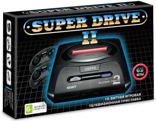 Игровая приставка 16 bit Super Drive 2 Classic + 62 встроенных игр + 2 геймпада
