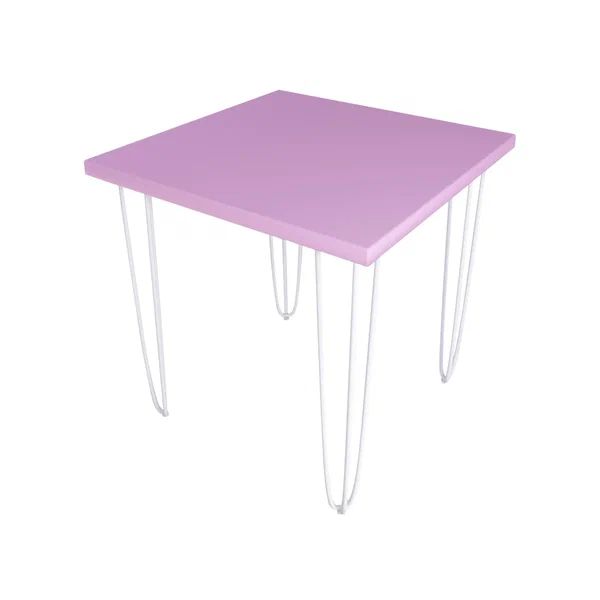 Стол кухонный Solarius Loft металл-дерево 80x80х75, розовый с белыми ножками-шпильками