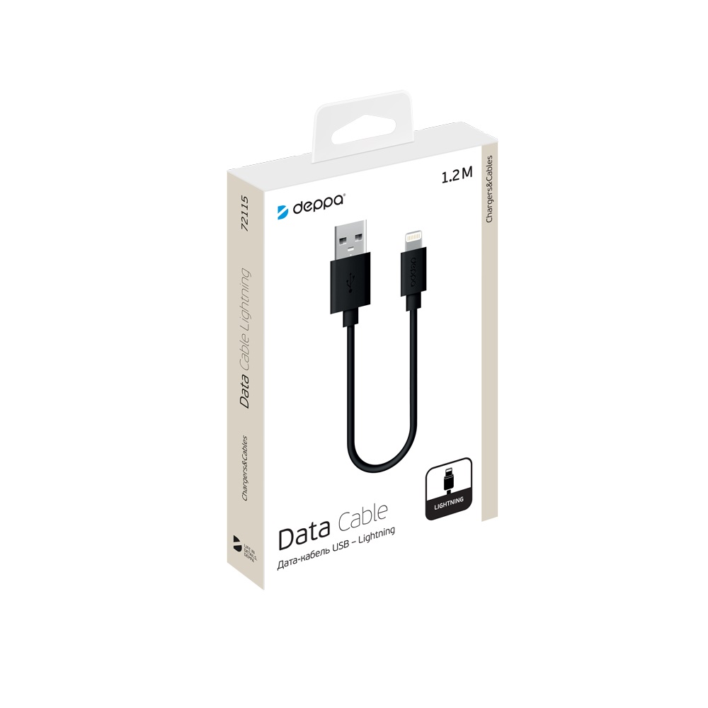 Кабель Deppa USB - Lightning 1.2м, Black