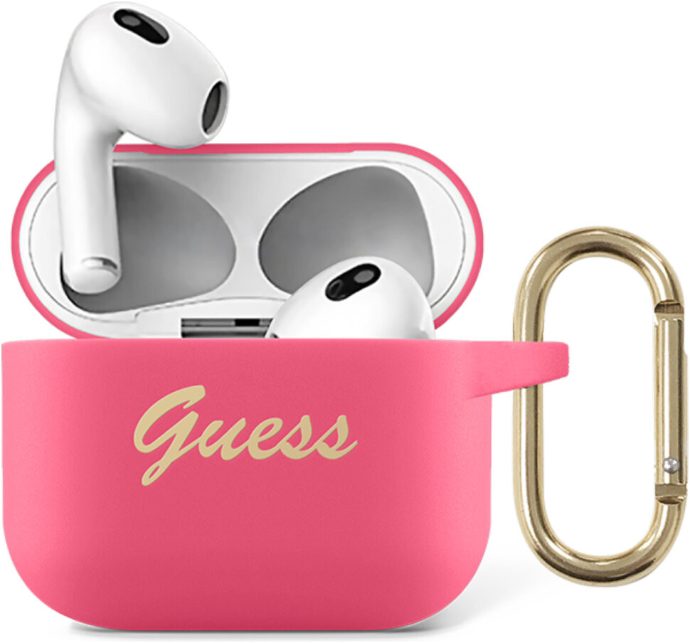 Чехол с карабином Guess для AirPods 3 (GUA3SSSF) Фуксия