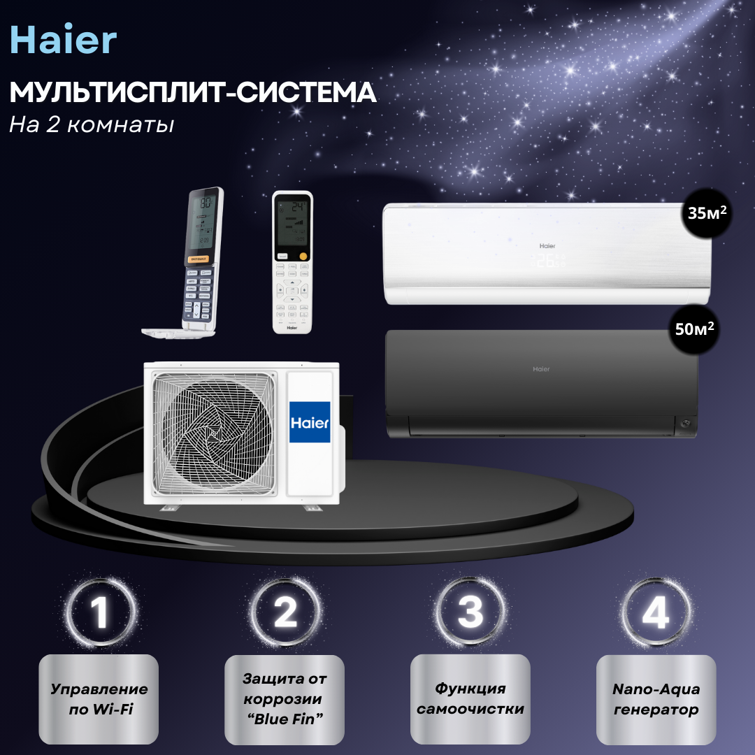 Мульти сплит-система Haier AS12NS6ERA-W + AS50S2SF2FA-B / 2U50S2SM1FA-3+Wi-Fi ESP32