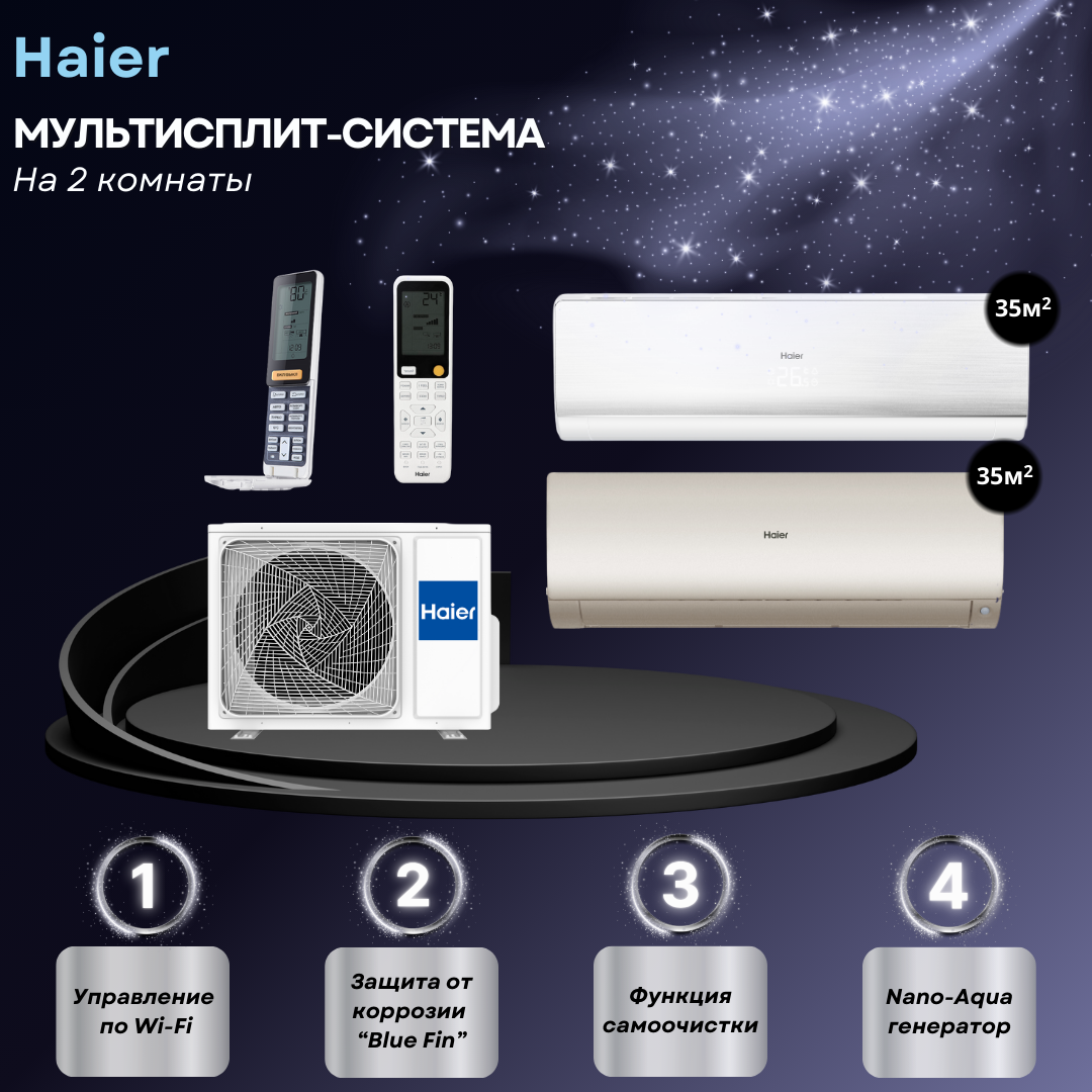 Мульти сплит-система Haier AS12NS6ERA-W + AS35S2SF3FA-G / 2U40S2SM1FA+Wi-Fi ESP32