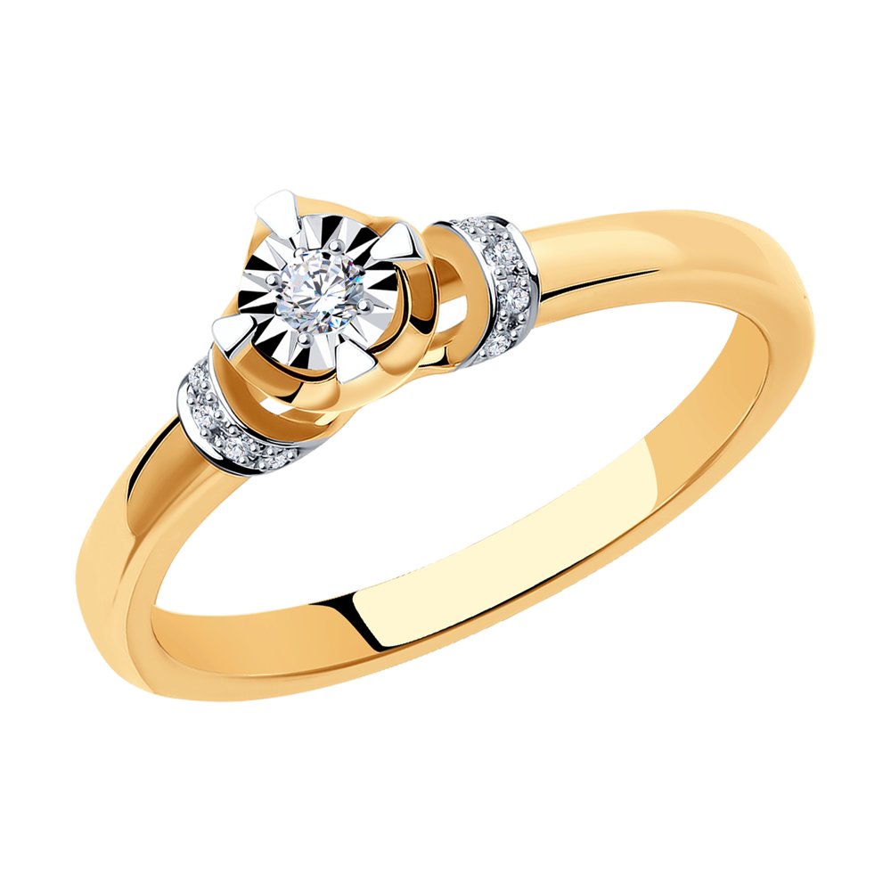 Кольцо помолвочное из желтого золота р. 16 SOKOLOV Diamonds 1011074, бриллиант
