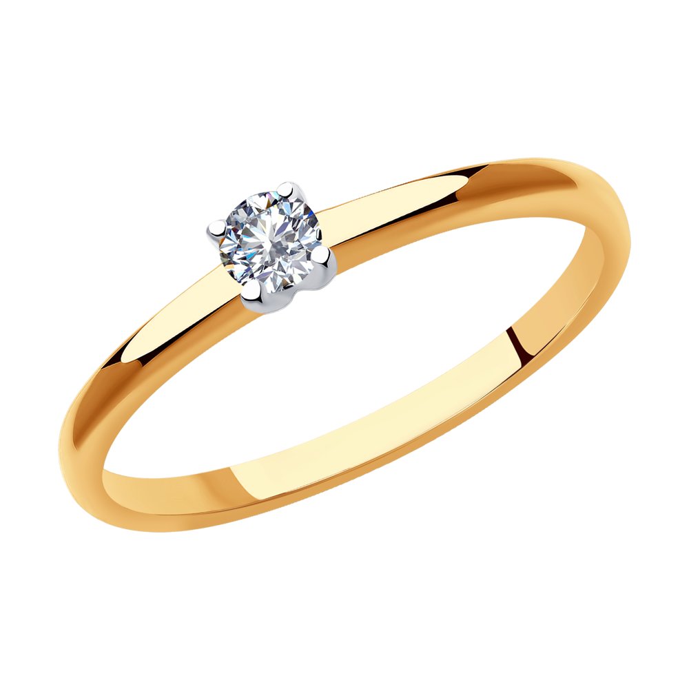 Кольцо помолвочное из красного золота р. 16,5 SOKOLOV Diamonds 1011909, бриллиант