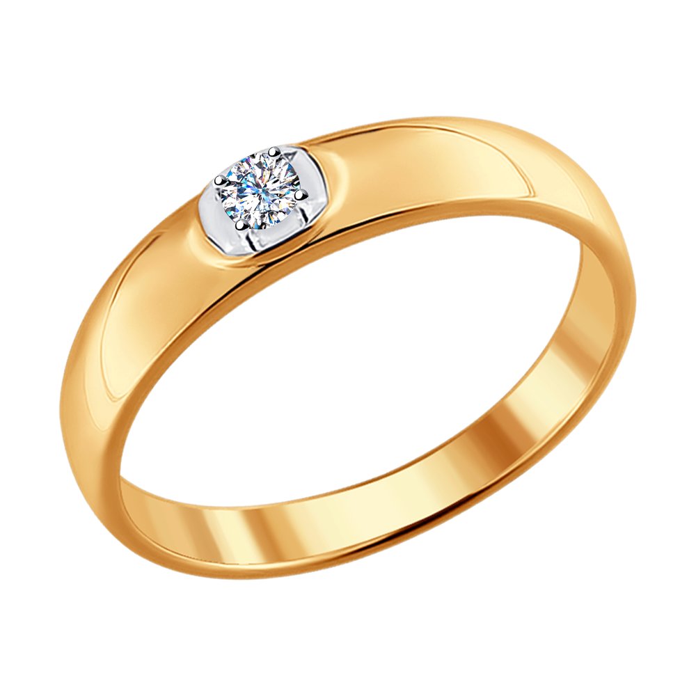 Кольцо обручальное из красного золота р. 17 SOKOLOV Diamonds 1110127, бриллиант