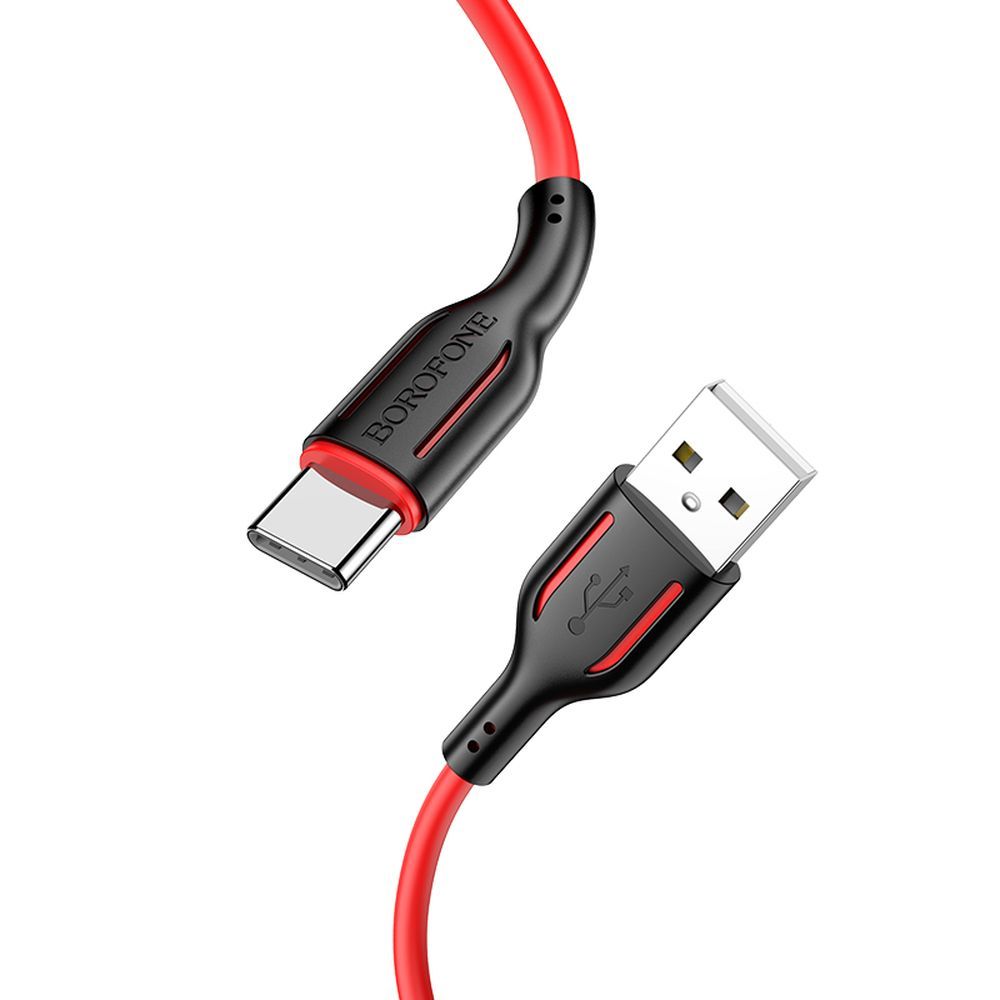 Кабель USB  BOROFONE BX63 Charming Type-C, 1м, 3A, силикон (красный)