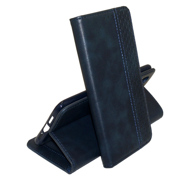 Кожаный чехол книжка Business Wallet с визитницей для Samsung Galaxy A32 (Темно-синий)