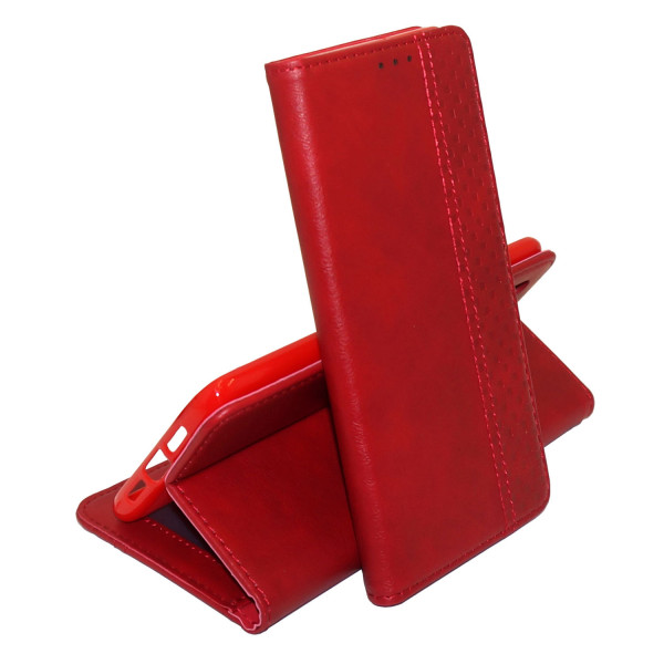 Кожаный чехол книжка Business Wallet с визитницей для Samsung Galaxy A72 (Красный)