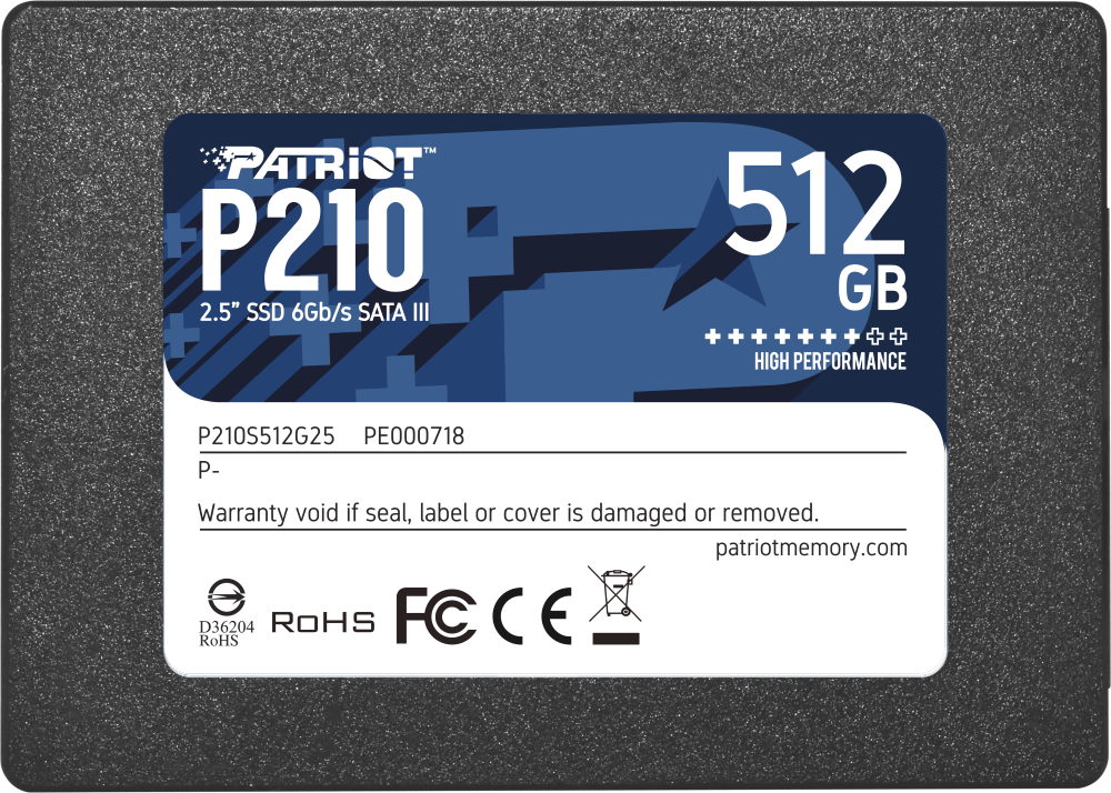 SSD накопитель Patriot Memory P210 2.5" 512 ГБ (P210S512G25)