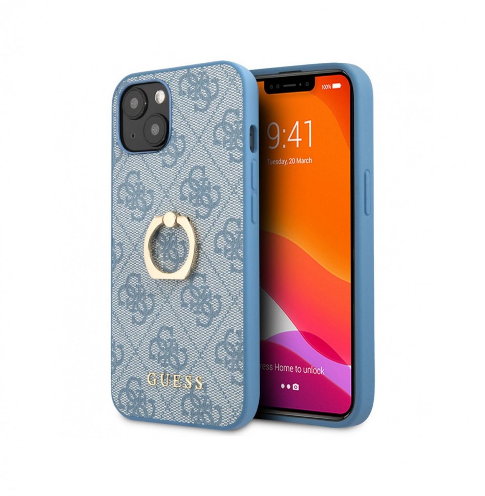 Чехол CG Mobile Guess PU 4G + Ring Hard для iPhone 14 Plus, Синий (GUHCP14M4GMRBL)