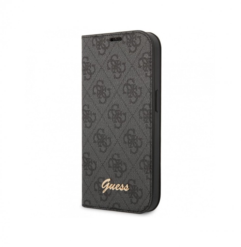 Чехол-книжка Guess PU 4G Script metal logo Booktype для iPhone 14 Pro, Черный