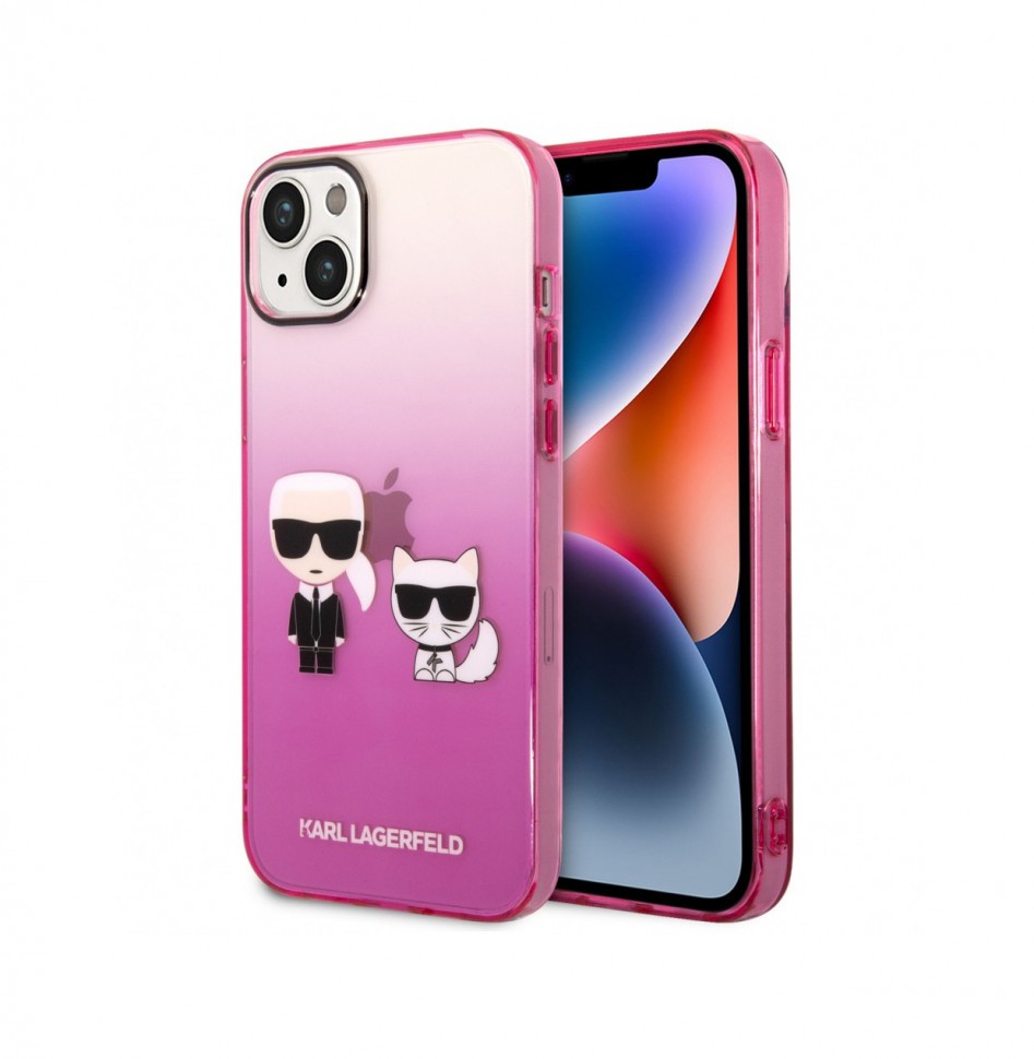 Чехол Karl Lagerfeld PC/TPU Karl & Choupette Hard для iPhone 14 Plus, Розовый градиент