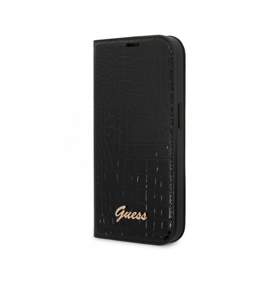 Чехол-книжка CG Mobile Guess PU Croco w Metal logo Booktype для iPhone 14, Черный