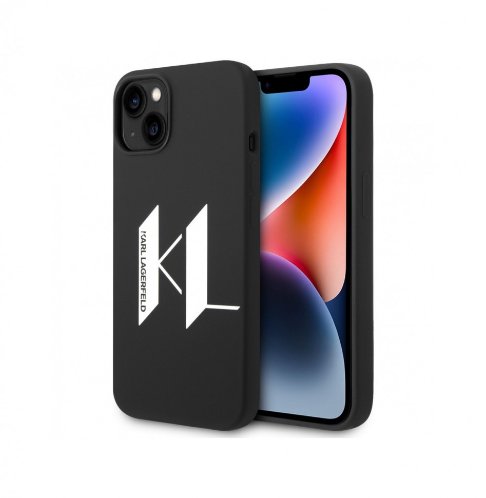 Чехол CG Mobile Karl Lagerfeld Liquid silicone Big KL logo Hard для iPhone 14, Черный