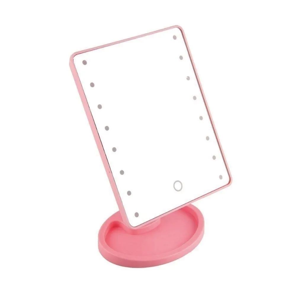 Косметическое зеркало настольное с подсветкой LARGE LED MIRROR, розовый