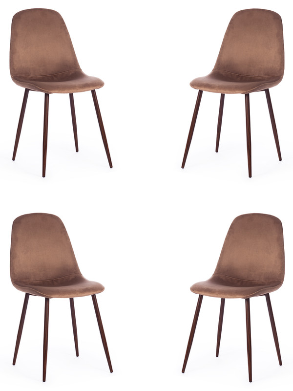 Комплект стульев 4шт. TetChair BREEZE, вельвет, металл, коричневый, орех