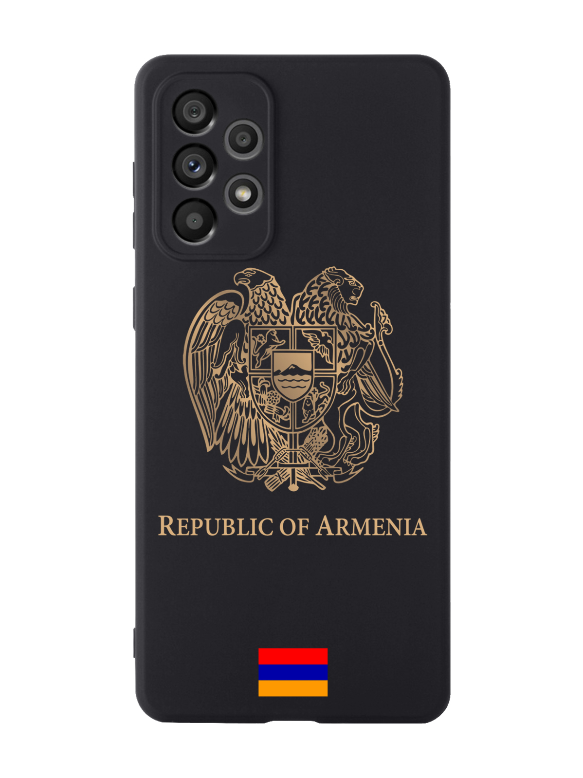 Чехол SignumCase для Samsung Galaxy A73 Золотой Герб Армении черный