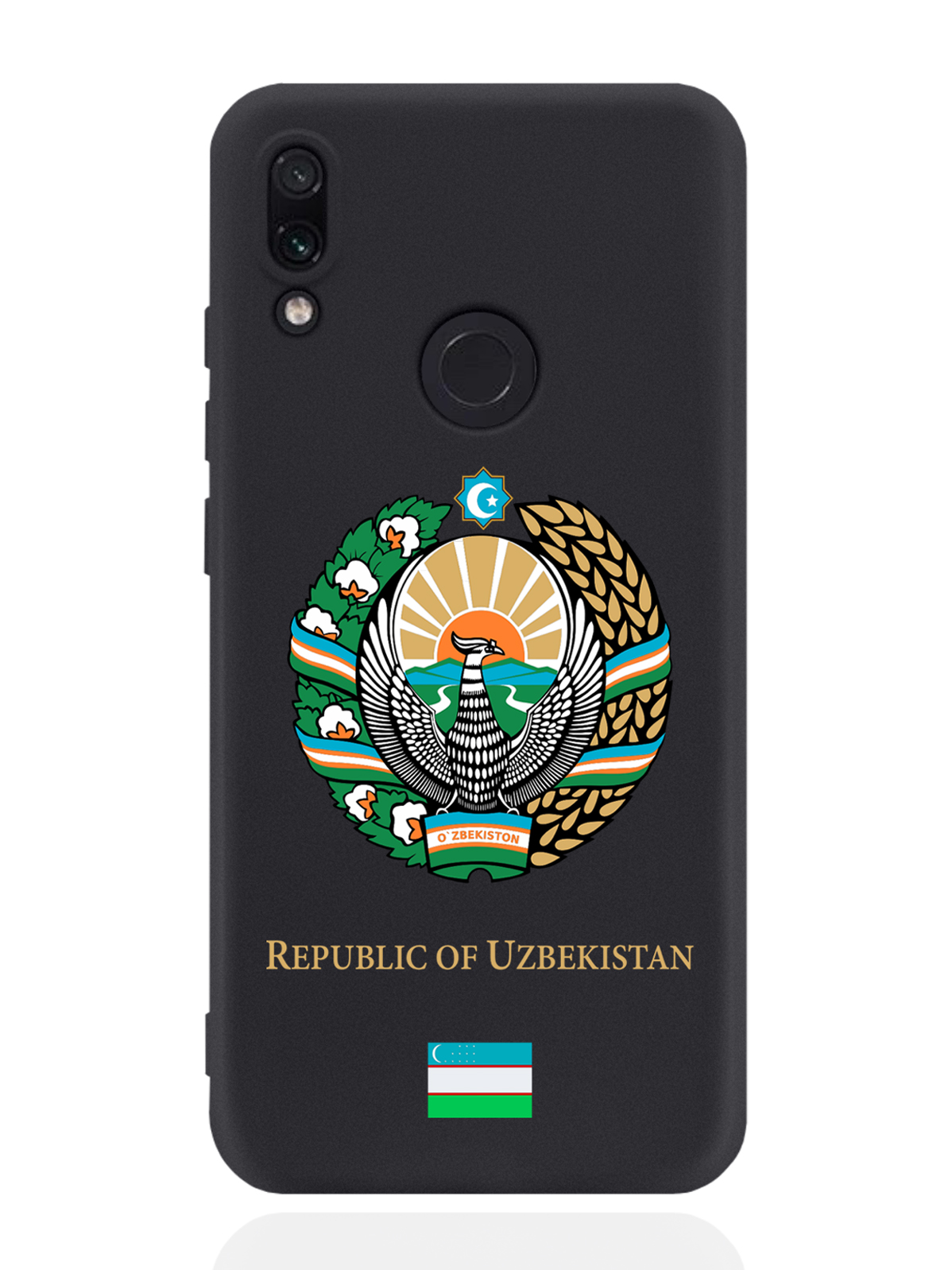 Чехол SignumCase для Xiaomi Redmi Note 7 Герб Узбекистана черный
