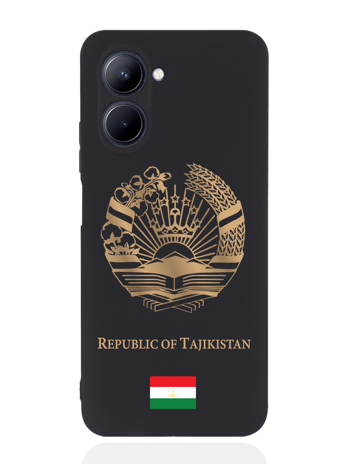 Чехол SignumCase для realme C33 Золотой Герб Таджикистана черный